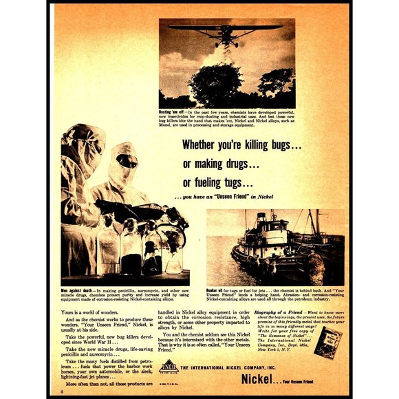 Inco | Art | 951 Inco Nickel Company Vintage Print Ad Chemistry ...